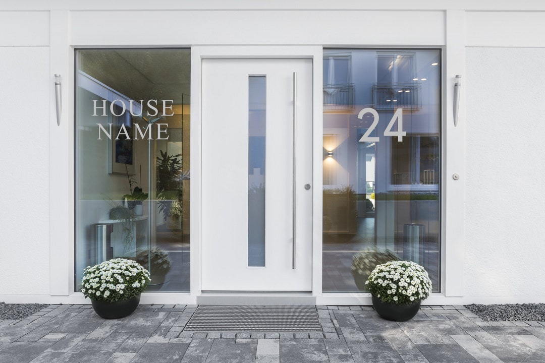 Frosted Etch Vinyl House Door Number or Name Sticker Decal Lettering ...