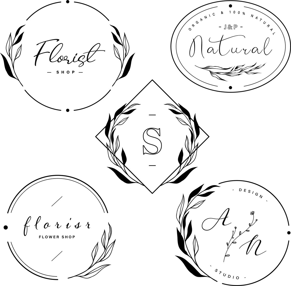 Custom Business Logo & Leaf Frame Design Personalised Vinyl Cutting ...