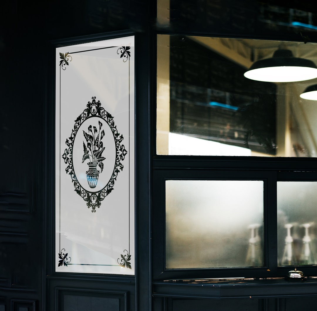 Victorian Vase Frosted Window Sticker | Etched Vinyl Ornamental Frame ...