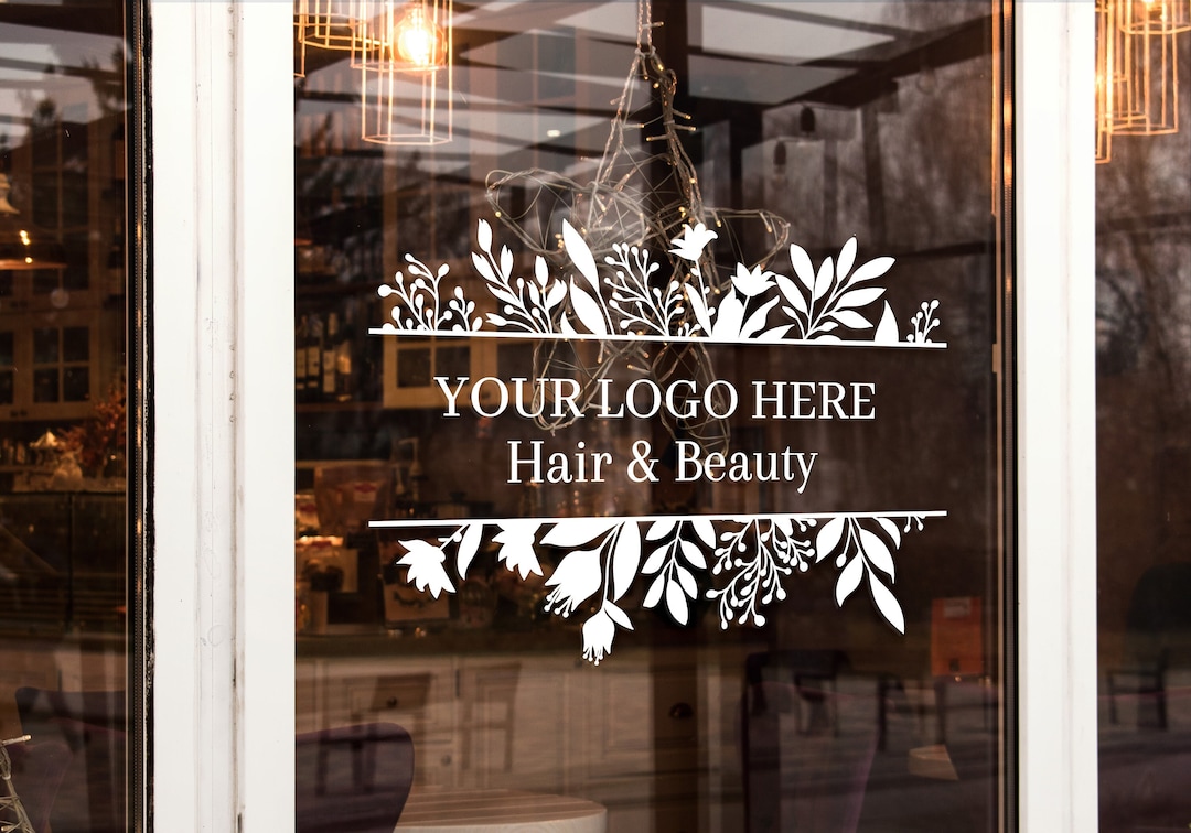 Custom Florist/plant Shop Logo Leaf & Flower Frame Vinyl Sign for Shop ...