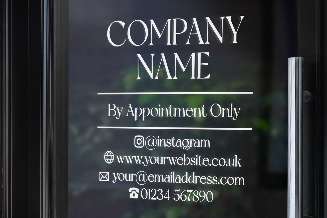Customisable Company Name Vinyl / by Appointment Decal for Business ...