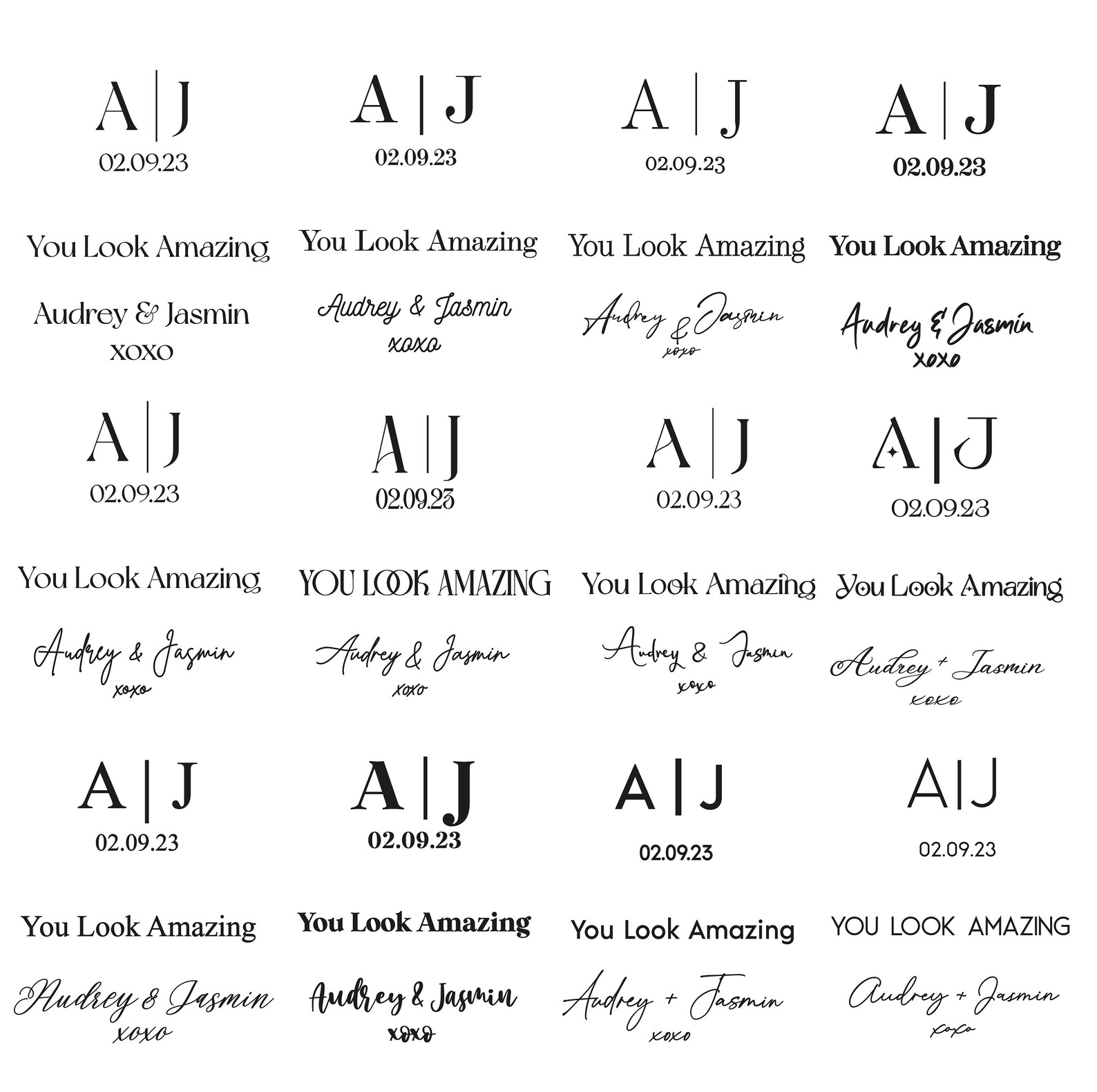 Large Custom Arched Vinyl Wedding Mirror Decal / Initials Name Label ...