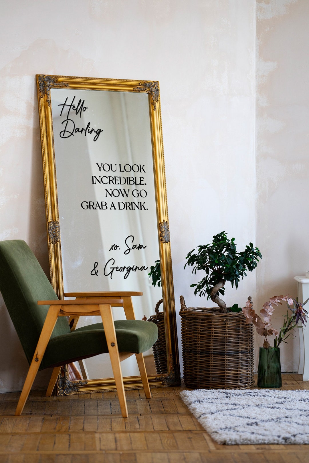 Hello Darling Vinyl Mirror Sticker, Wedding Decal to Welcome Guests ...