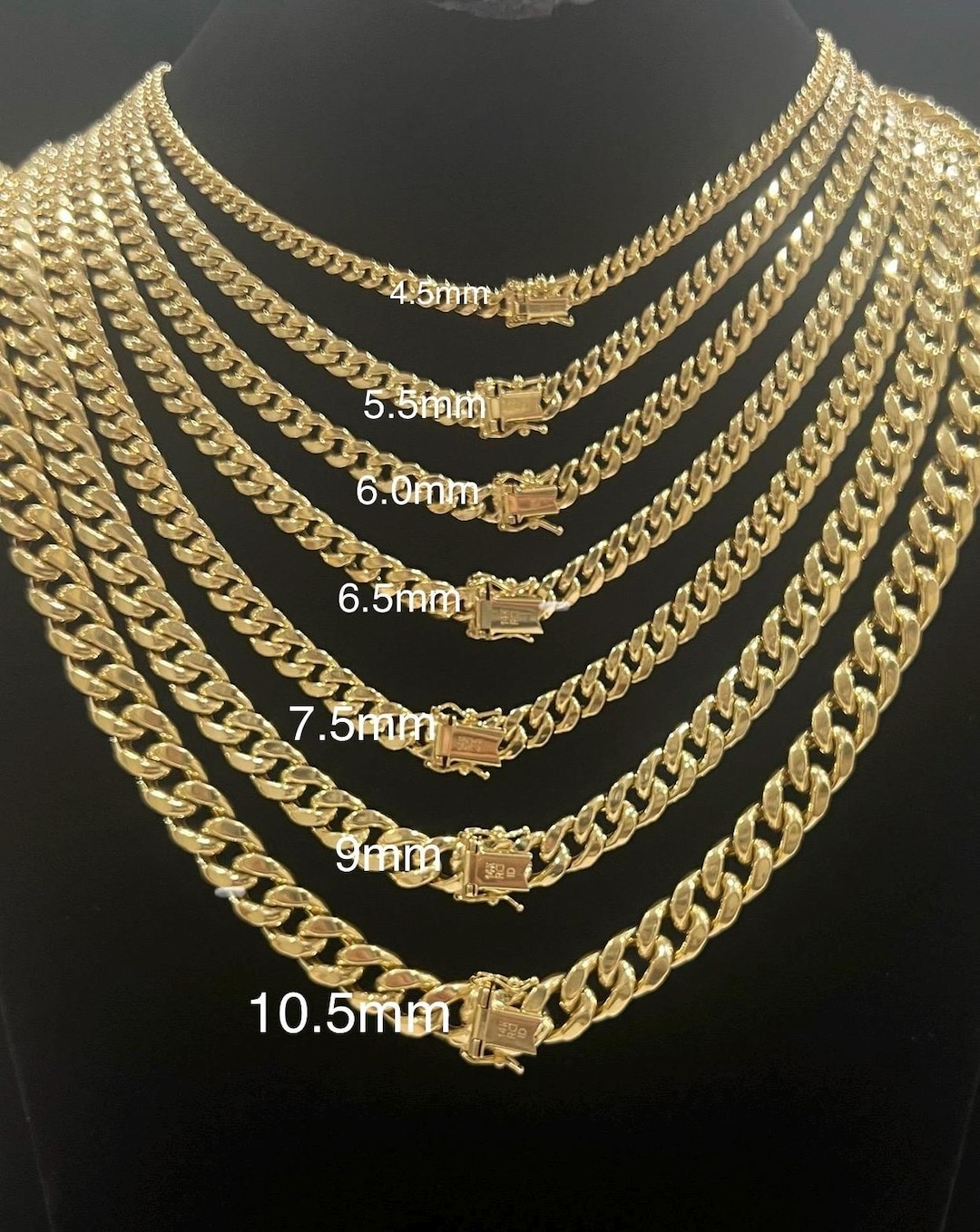 100% 14K Miami Cuban Link Chain Necklace and Bracelet Matching Set ...