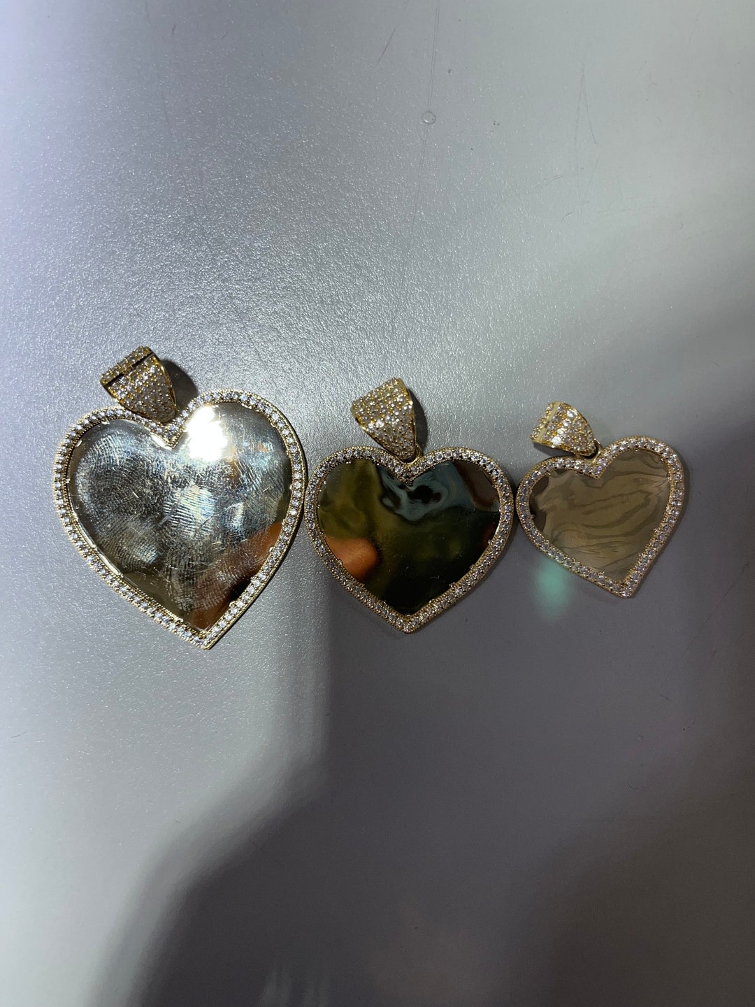 Real 14K Gold Heart Picture Pendant, Love Medallion in Small Medium ...