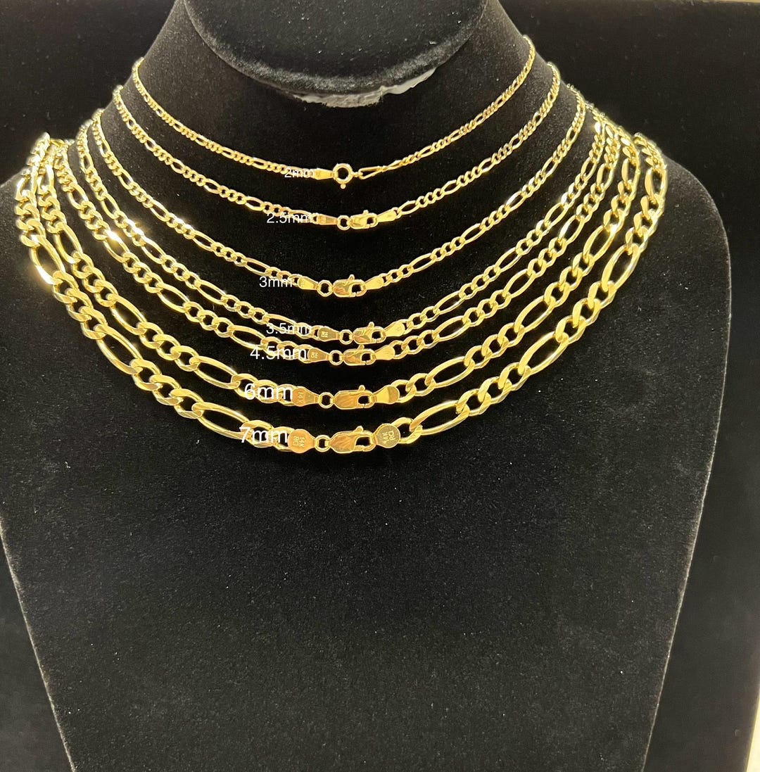 CHEAP SOLID 14K Figaro Chain in REAL Yellow Gold, Figaro Link Necklace ...