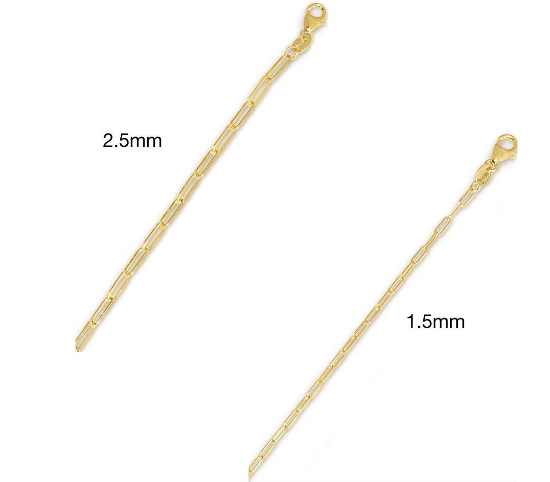 REAL SOLID 18K Paperclip Necklace 1.5mm and 2.5mm in Yellow and White ...