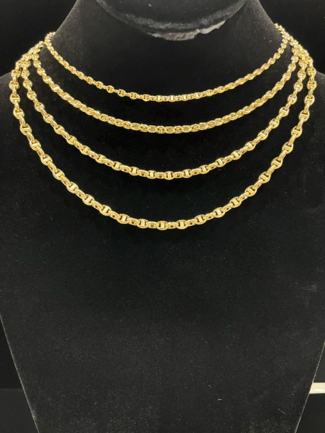 Real 14K Gold Anchor Link Chain Necklace in Real 14kt Gold Cable Chain ...