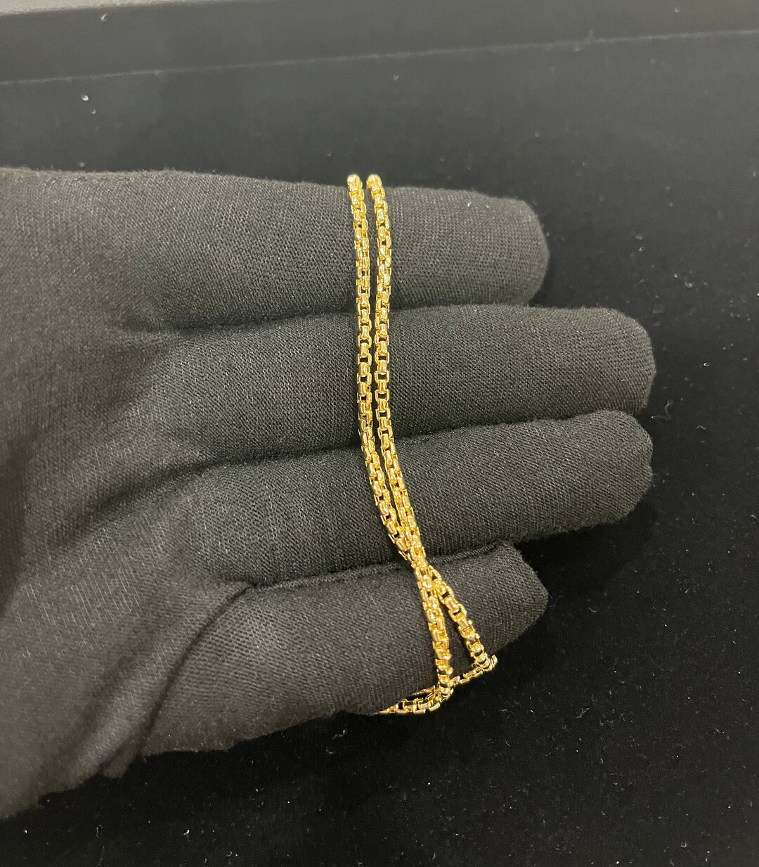 Real 14K Yellow Gold Round Box Chain, 2.5mm Gold Box Chain Choker and ...