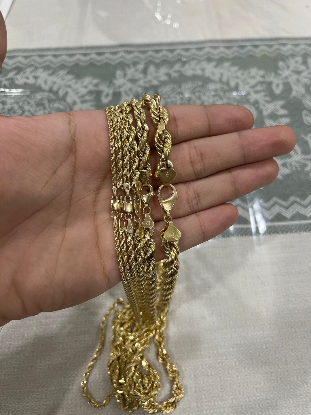 Cheap 14K Gold Rope Chain and Bracelet Matching Set for Men Women and ...