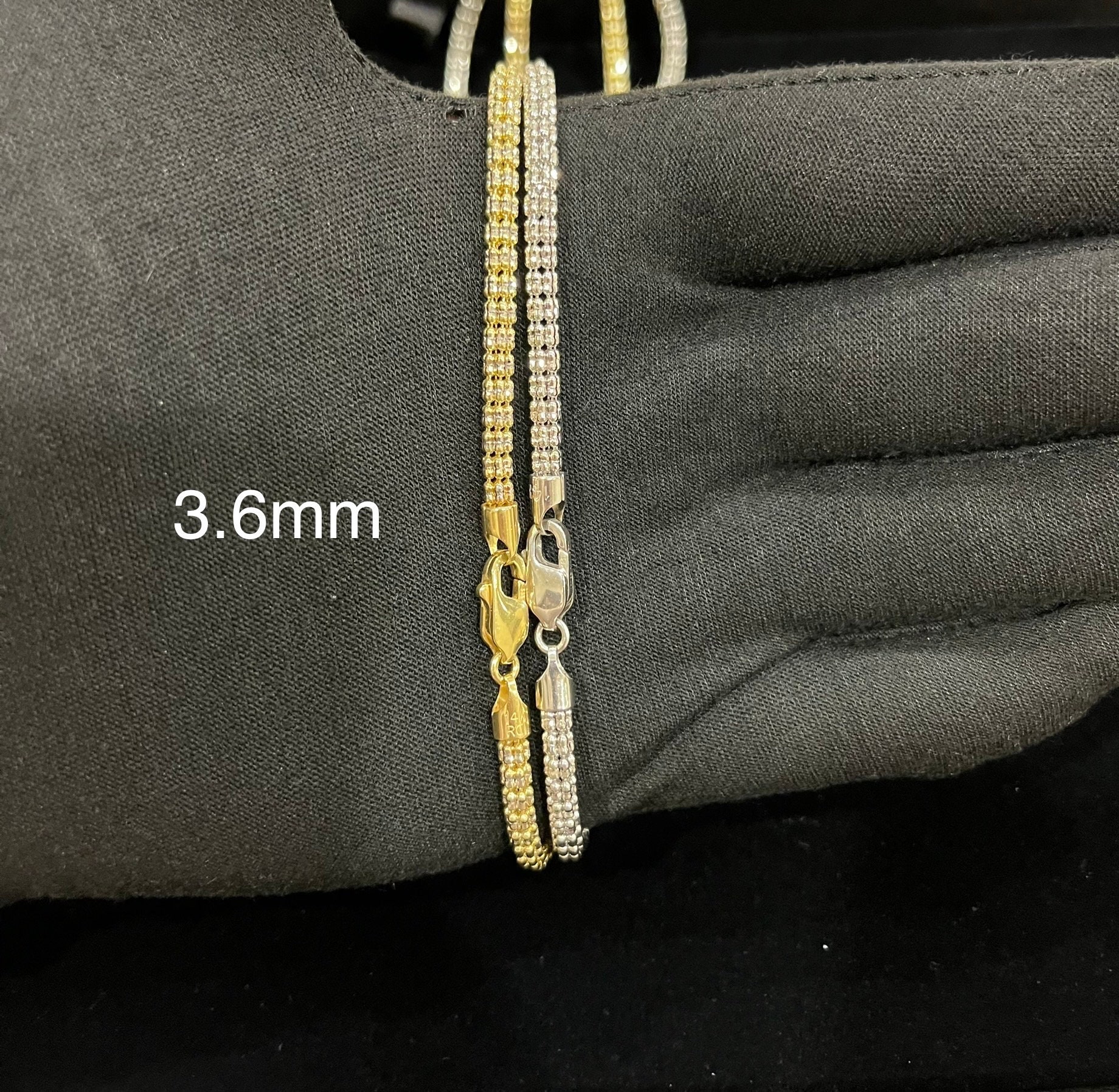 14K Gold Ice Chain and Bracelet Matching Set in Yellow, Rose, and White ...