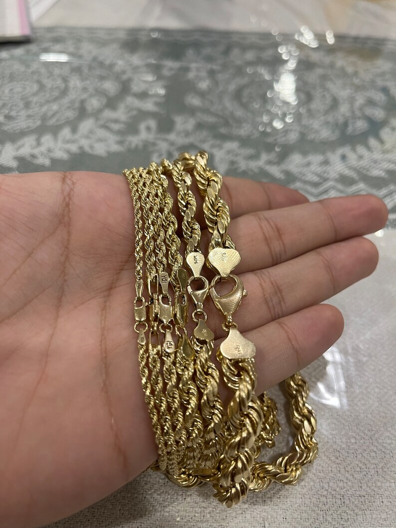 Cheap 14K Gold Rope Chain and Bracelet Matching Set for Men Women and ...