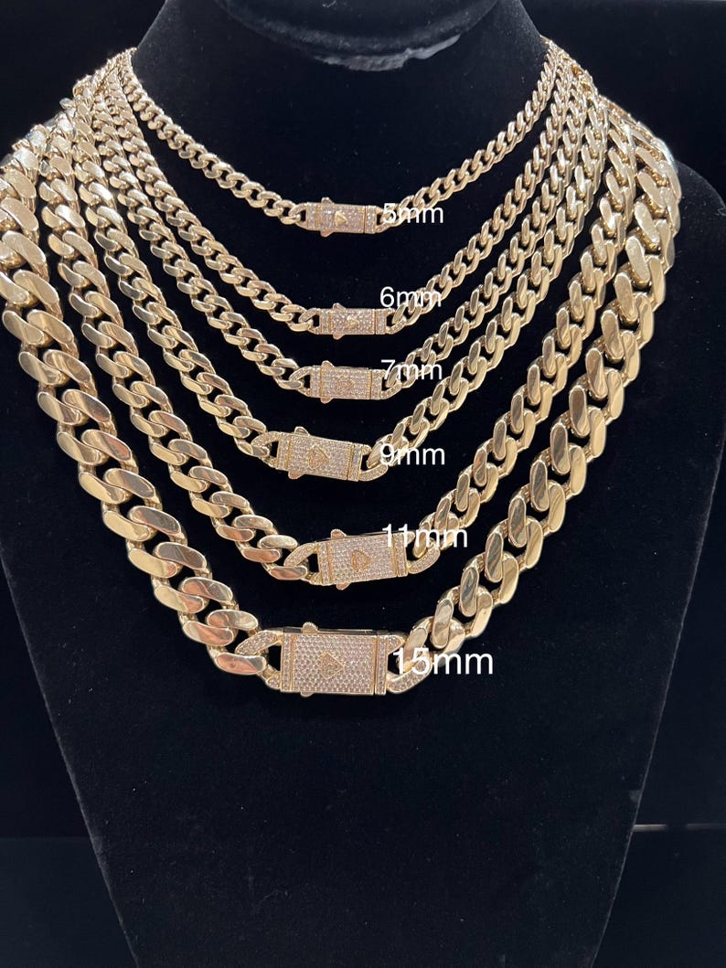 14K Gold Modern Miami Cuban Link Chain Necklace Mens Womens, Cheap ...