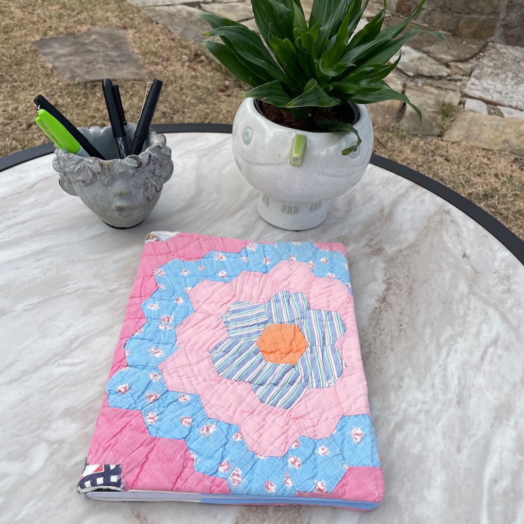 Handmade Journal Cover, Fabric Journal, Quilted Journal Cover, Reusable ...