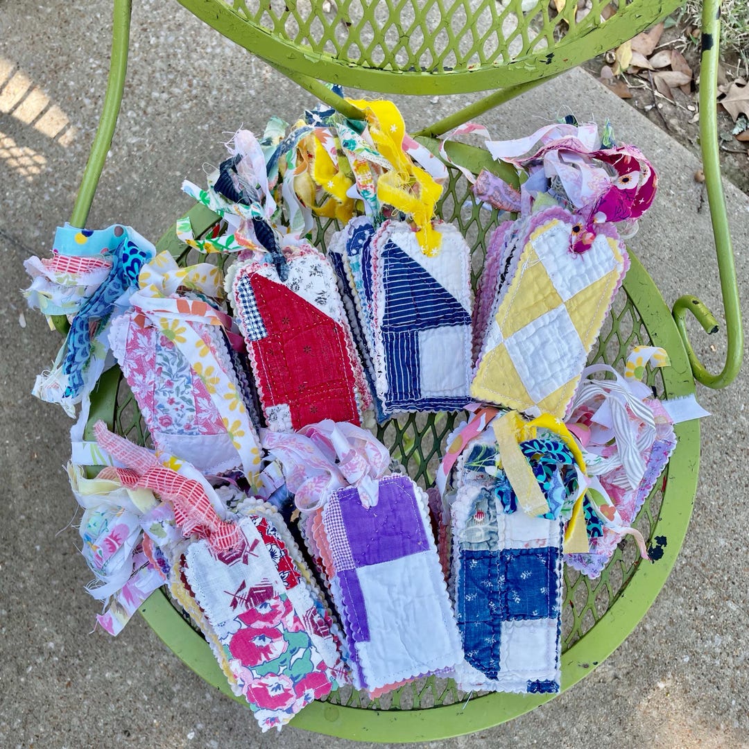 Repurposed Gift Tags, Handmade Gift Tags, Quilted Ornaments, Quilted ...