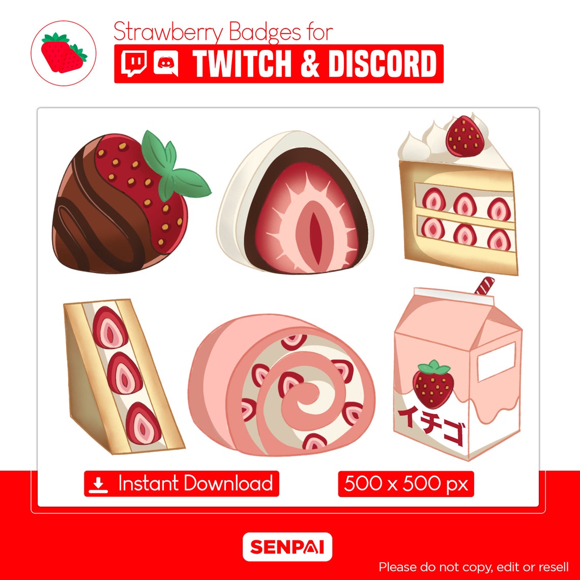 Strawberry Badges for Twitch/discord - Etsy