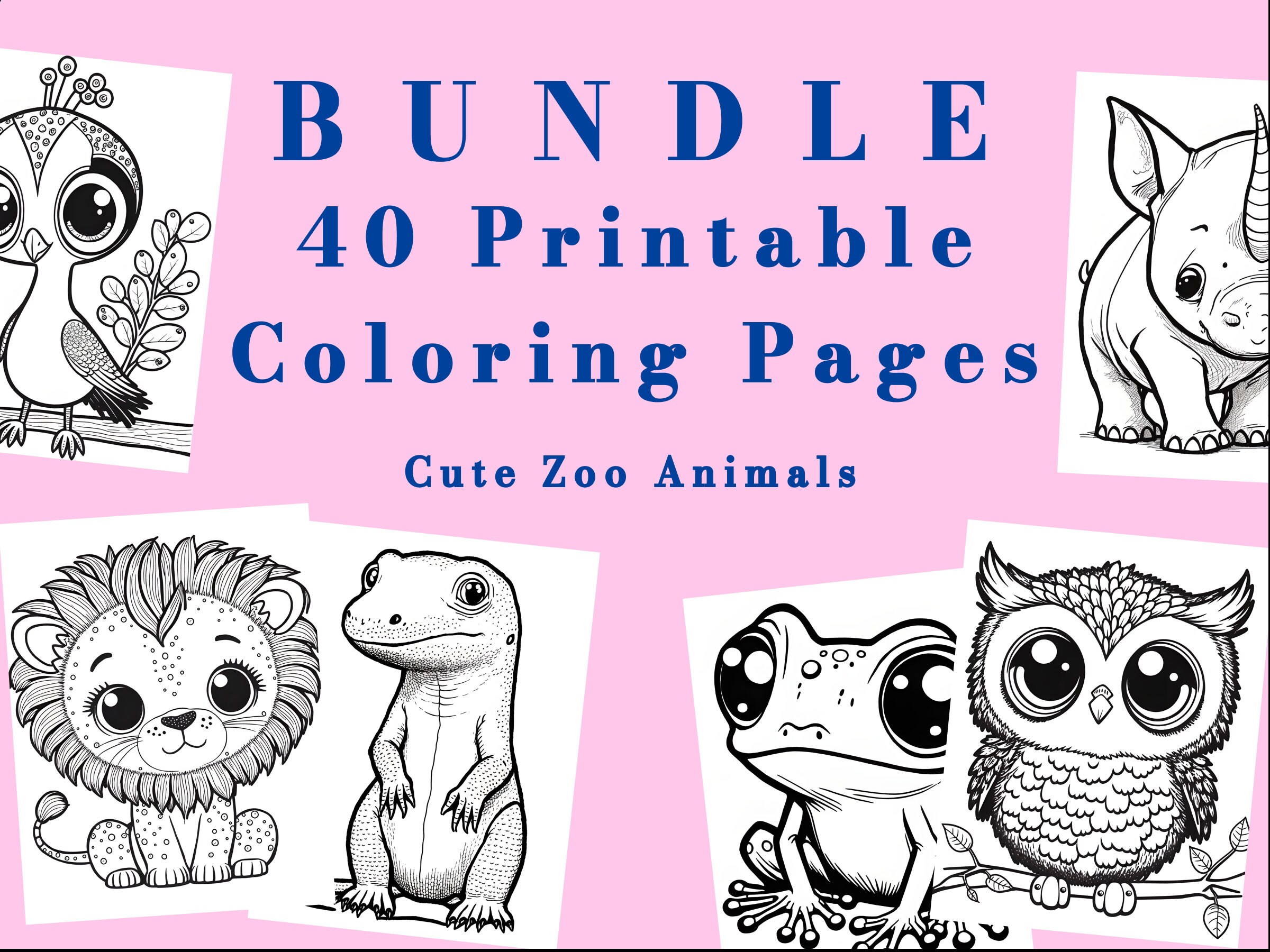Cute Zoo Animals Coloring Pages