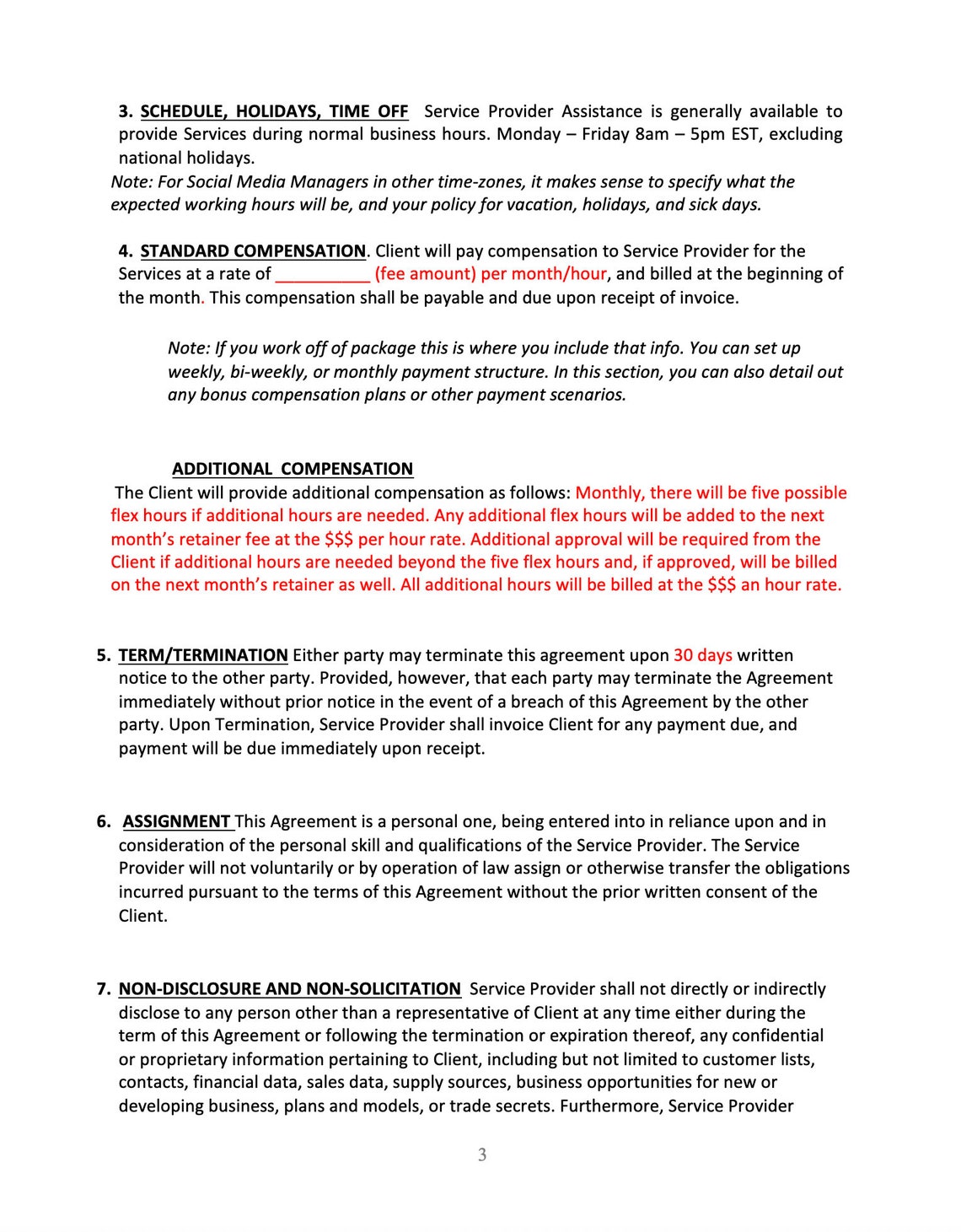 Social Media Manager Contract, SMM Contract Template, Social Media ...