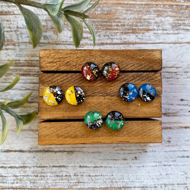 Resin Stud Earrings - Etsy