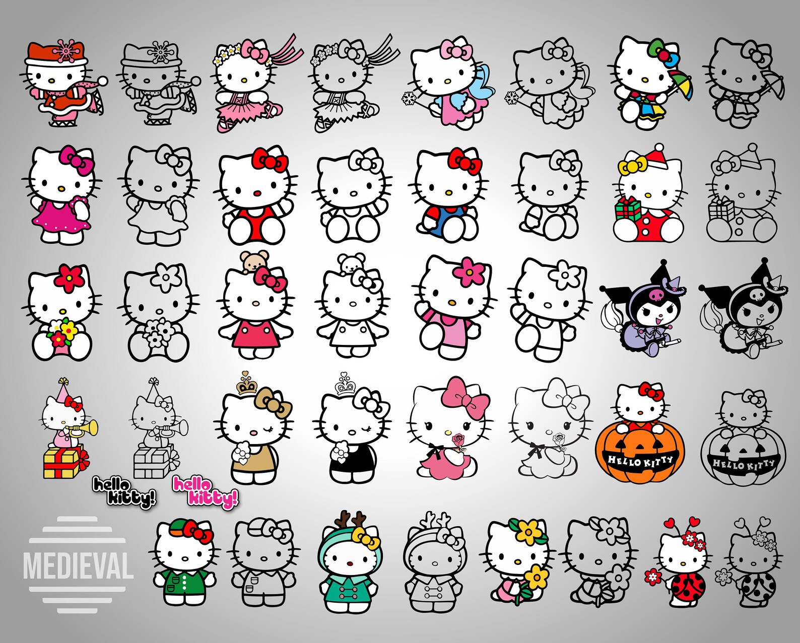 Bundle hello kitty design Hello Kitty Rose PDF Hello Kitty | Etsy