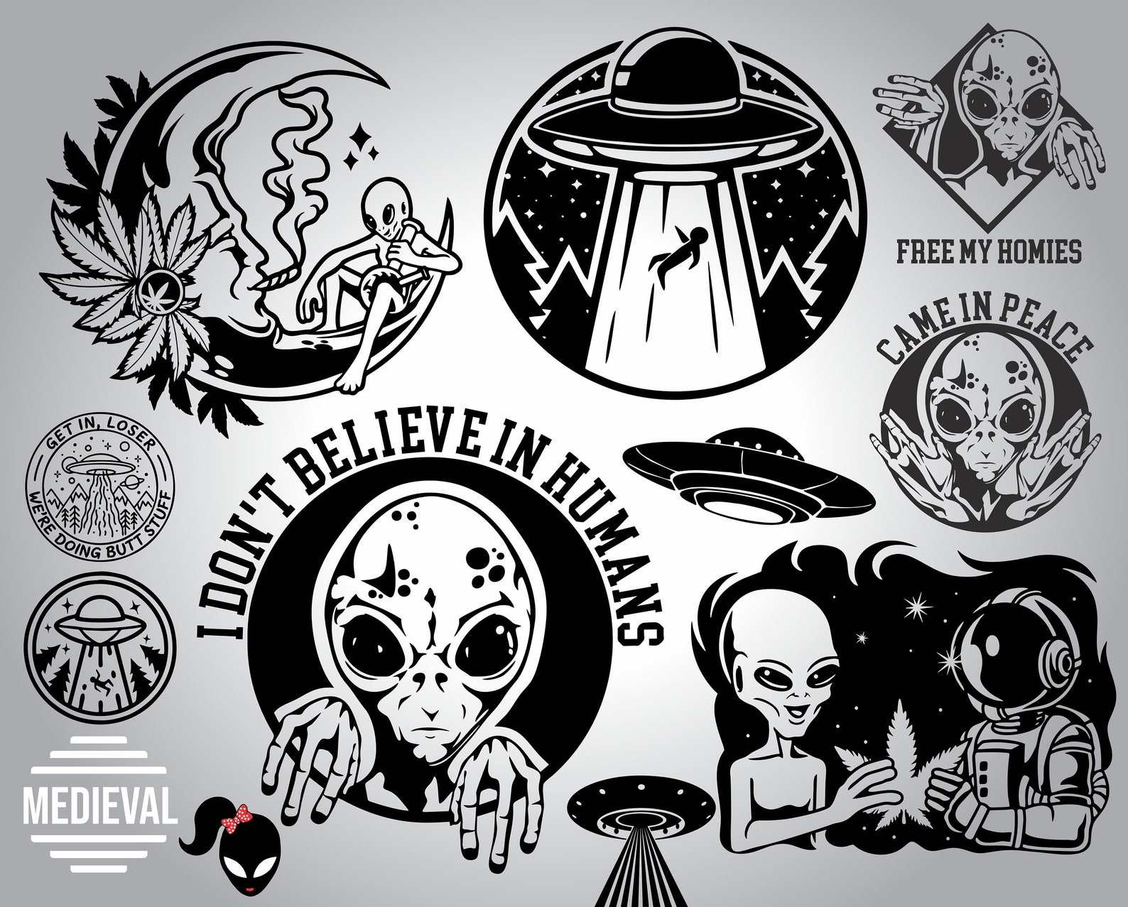 Aliens SVG Aliens Cut File Spaceship svg Aliens Clipart | Etsy