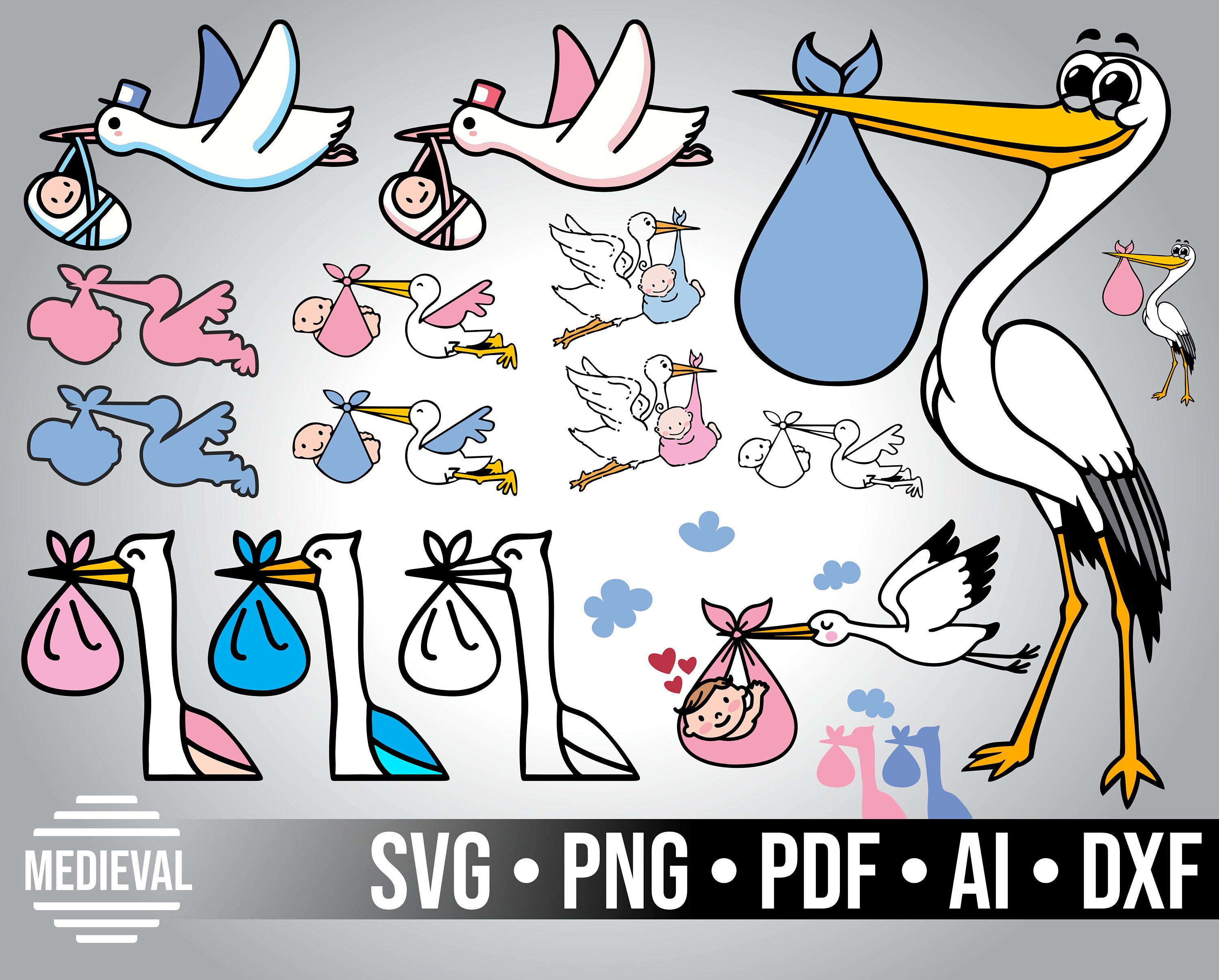 Stork cut out design in Svg Dxf Png AI Pdf | Etsy