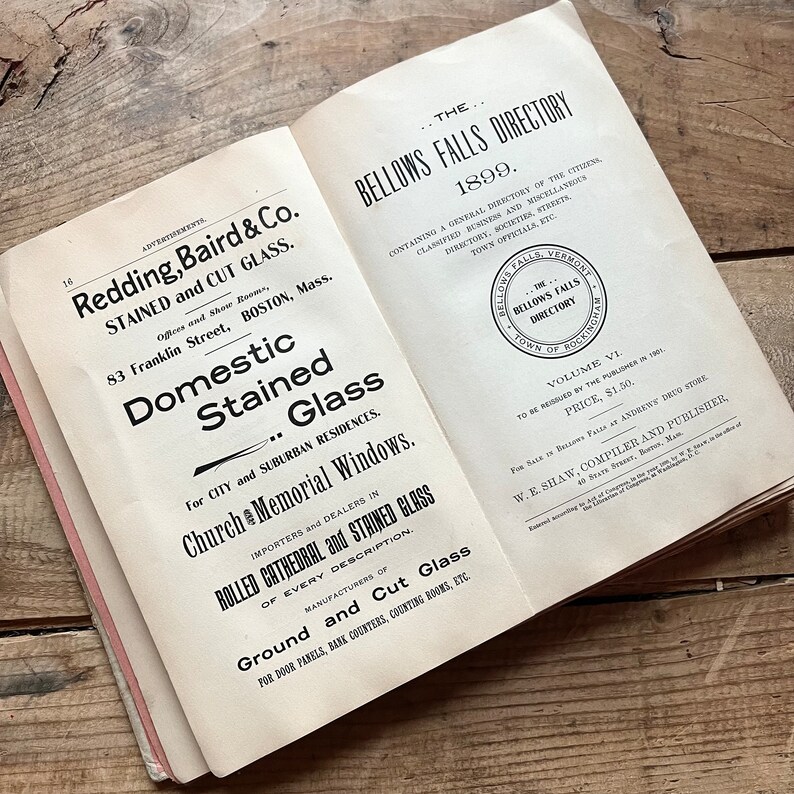 Scrapbook & Directory, Bellows Falls (1899) | Vintage Drawings ...