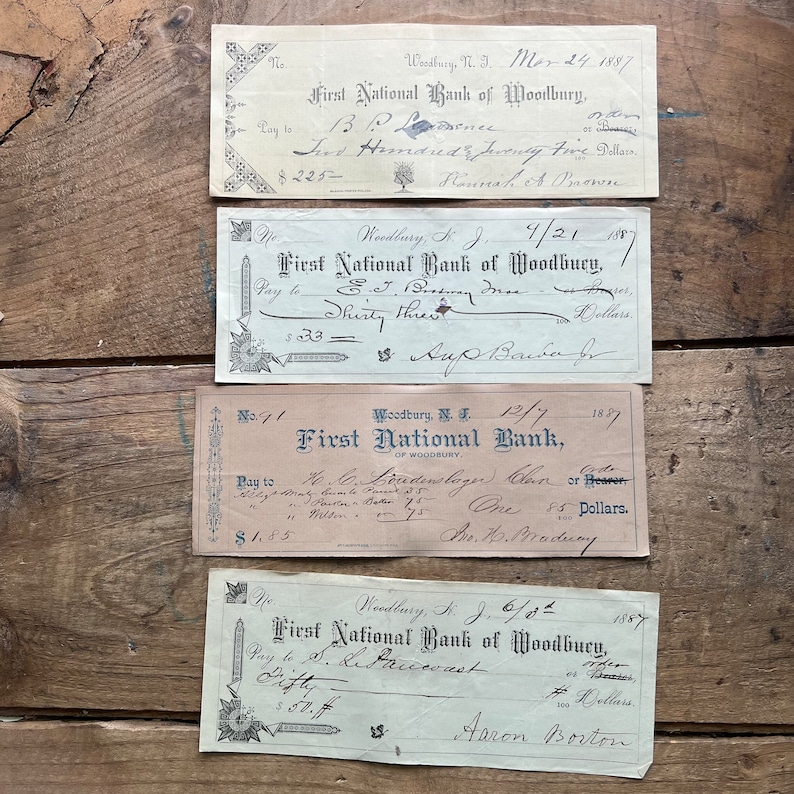 Antique Checks, Bundle of 20 | 1800s | Vintage Ephemera Lot | Woodbury ...