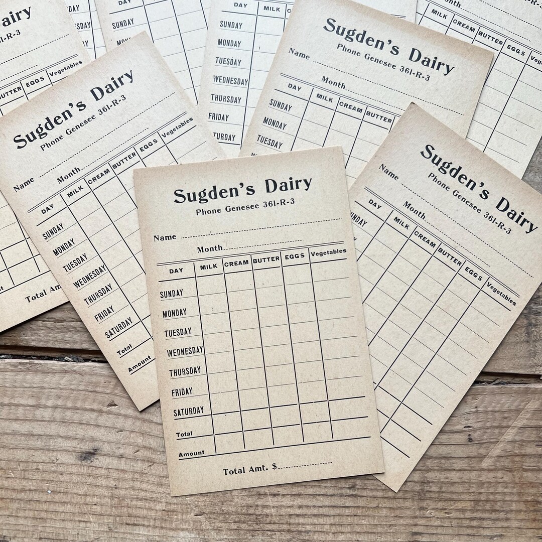 Dairy Order Cards (c. 1930s) | Sugden Farm, Wisconsin | Vintage ...