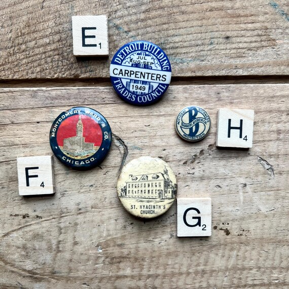 Vintage Pins & Buttons (1890s-1950s) | Detroit Union,… - Gem