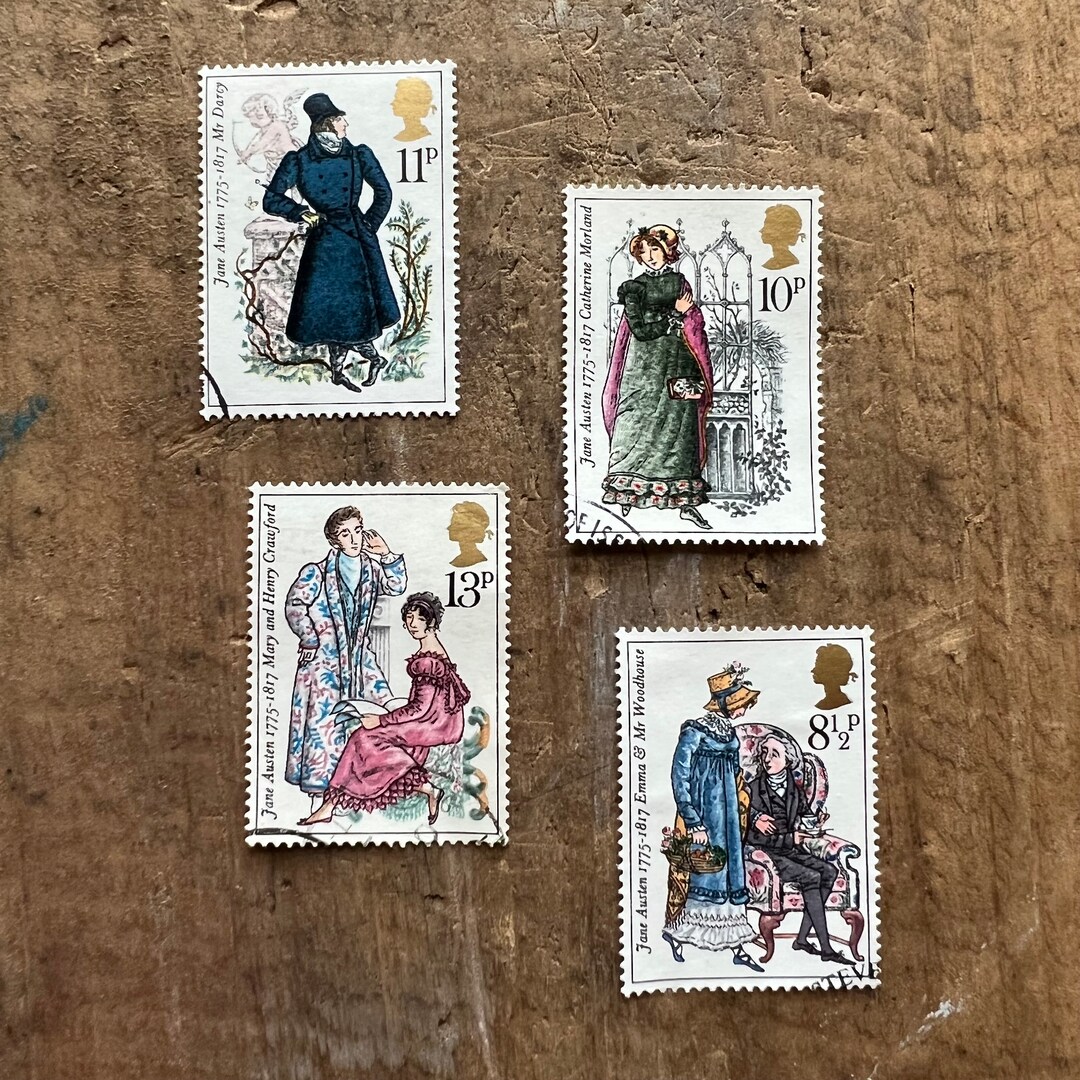 Vintage Jane Austen Stamps, Set of Four (1975) | British History ...