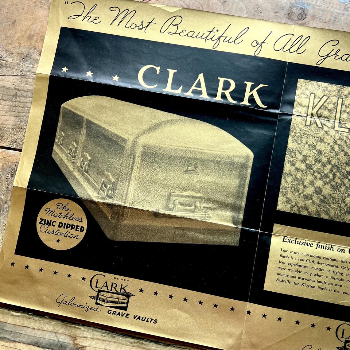 Clark Grave Vaults Advertisement (1930s) | Galvanized Coffins | Art ...