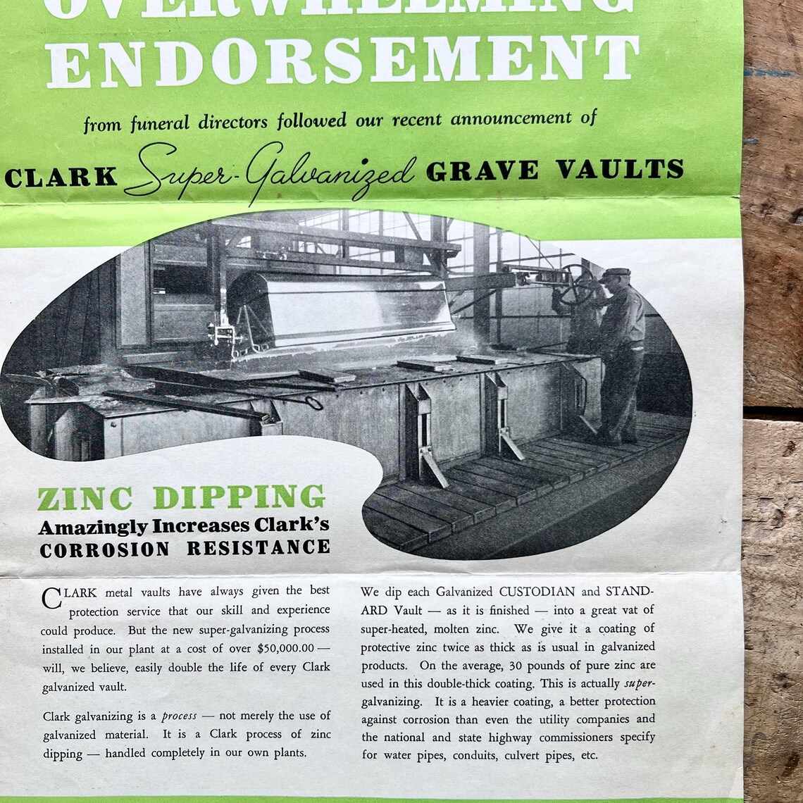 Clark Grave Vaults Advertisement (1930s) | Galvanized Coffins | Art ...
