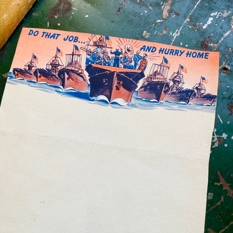 World War II Letterhead, 1940s US Navy Artwork, Cartoon WWII History ...