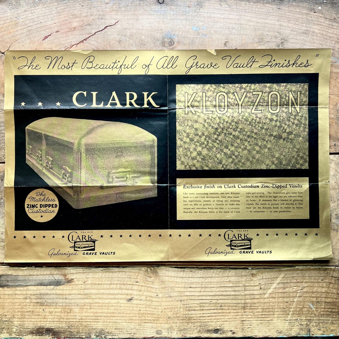 Clark Grave Vaults Advertisement (1930s) | Galvanized Coffins | Art ...