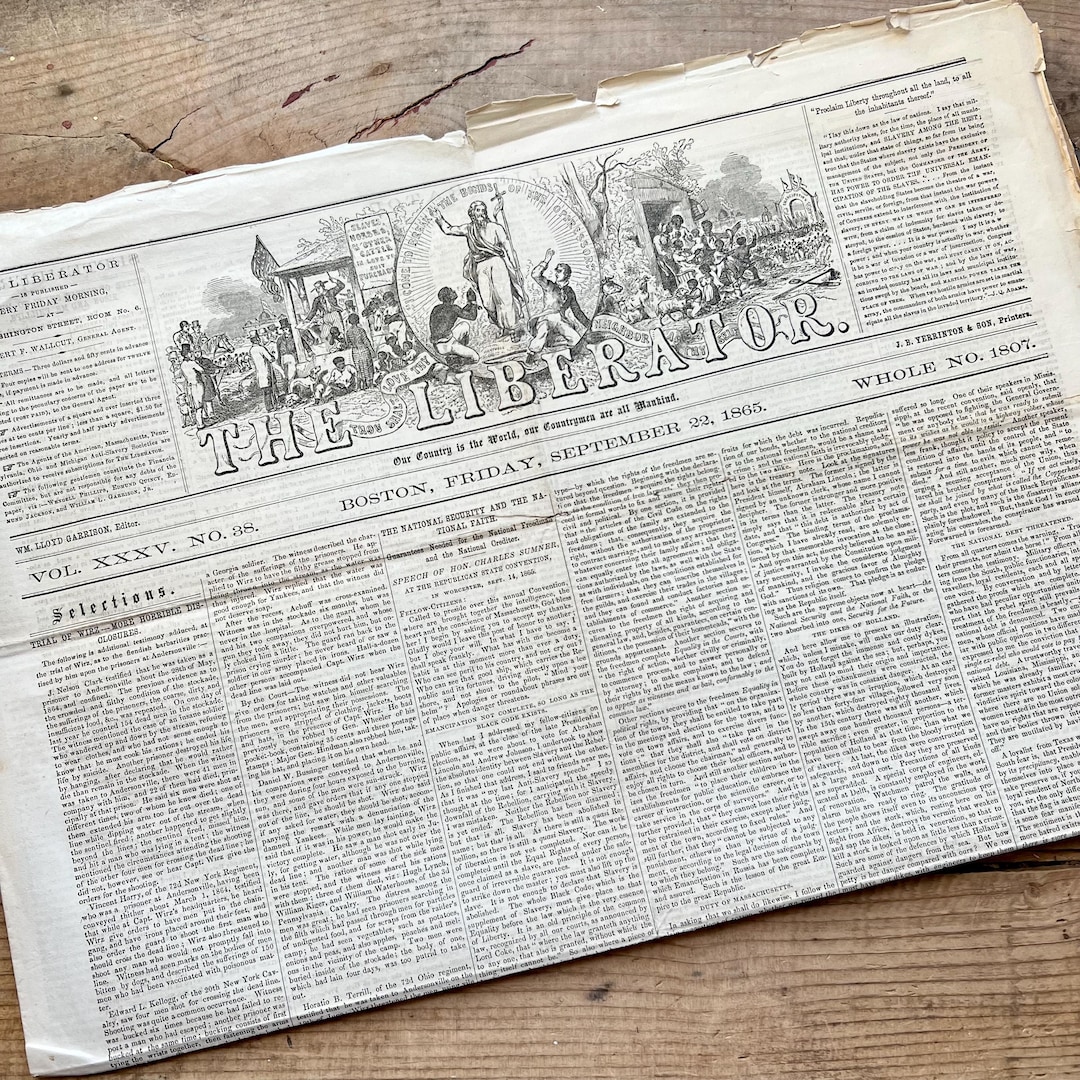 Liberator Abolitionist Newspaper (sept 1865) | Garrison, Boston | Civil ...