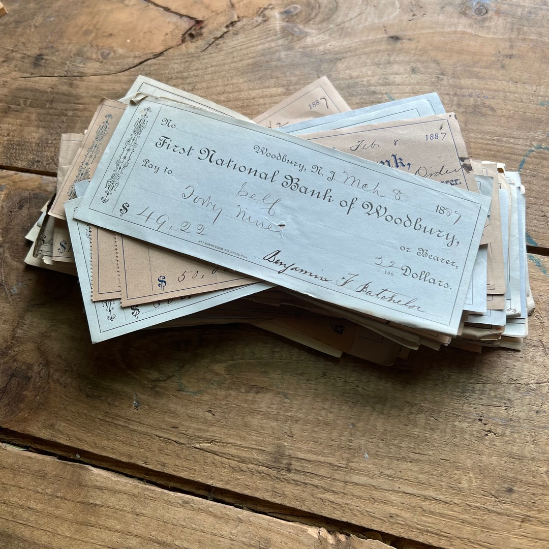 Antique Checks, Bundle of 20 | 1800s | Vintage Ephemera Lot | Woodbury ...