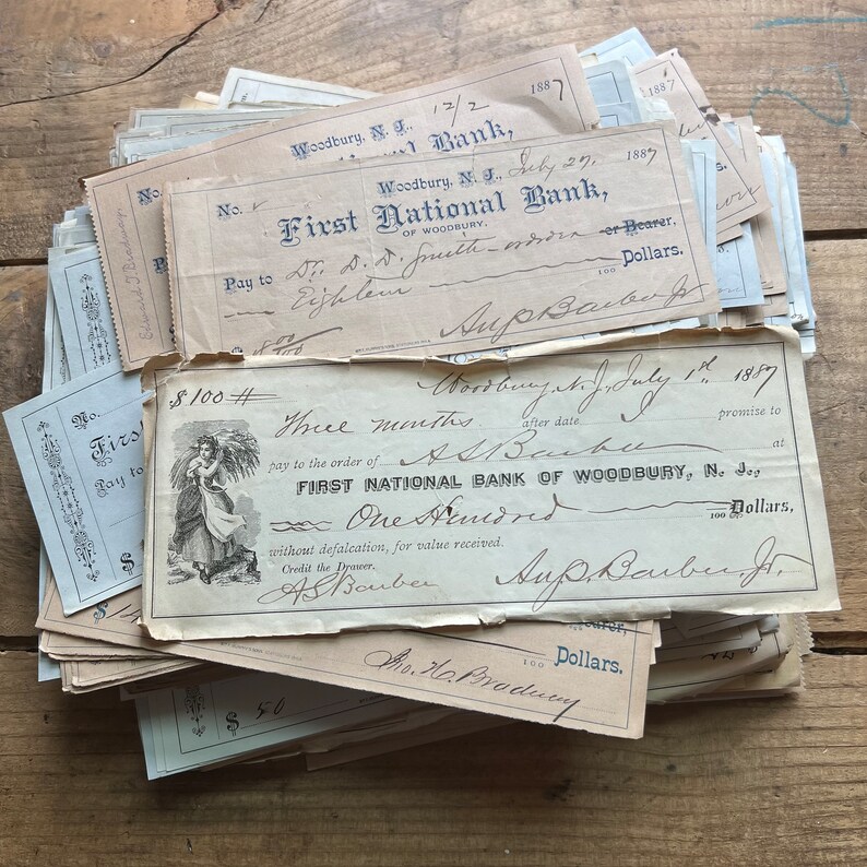 Antique Checks, Bundles of 10 or 20 (1850s-1940s) | Vintage Ephemera ...