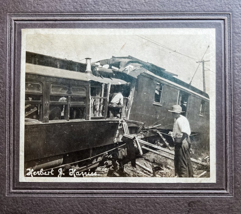 Photograph, Train Crash C. 1920s Antique Photo on Board Vintage ...