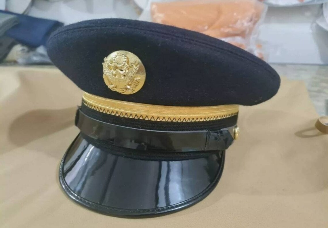 United States US ARMY Fur Felt Dress Blue ENLISTED Men Visor Military ...