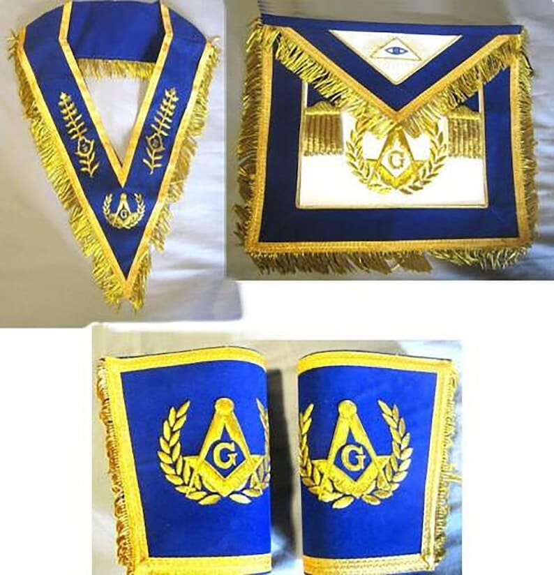 Masonic Regalia Set Master Mason Apron Collar Cuffs & Gloves Pair ...