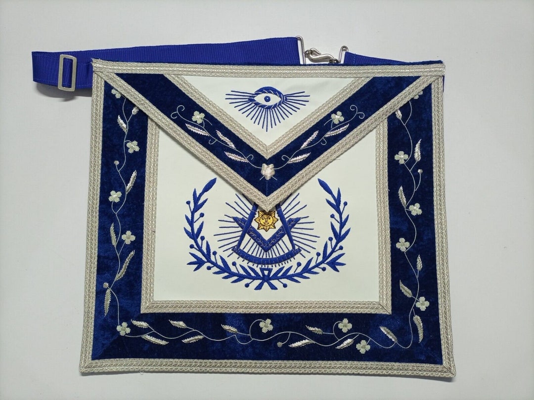Masonic Regalia Master Mason Past Master Apron Blue & Silver Hand ...