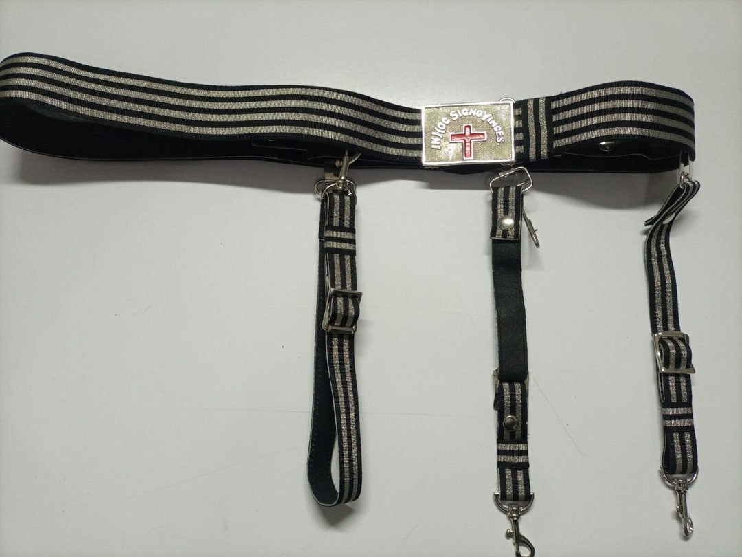 Masonic KNIGHTS TEMPLAR Silver Black Ceremonial Sword Belt & Buckle for ...