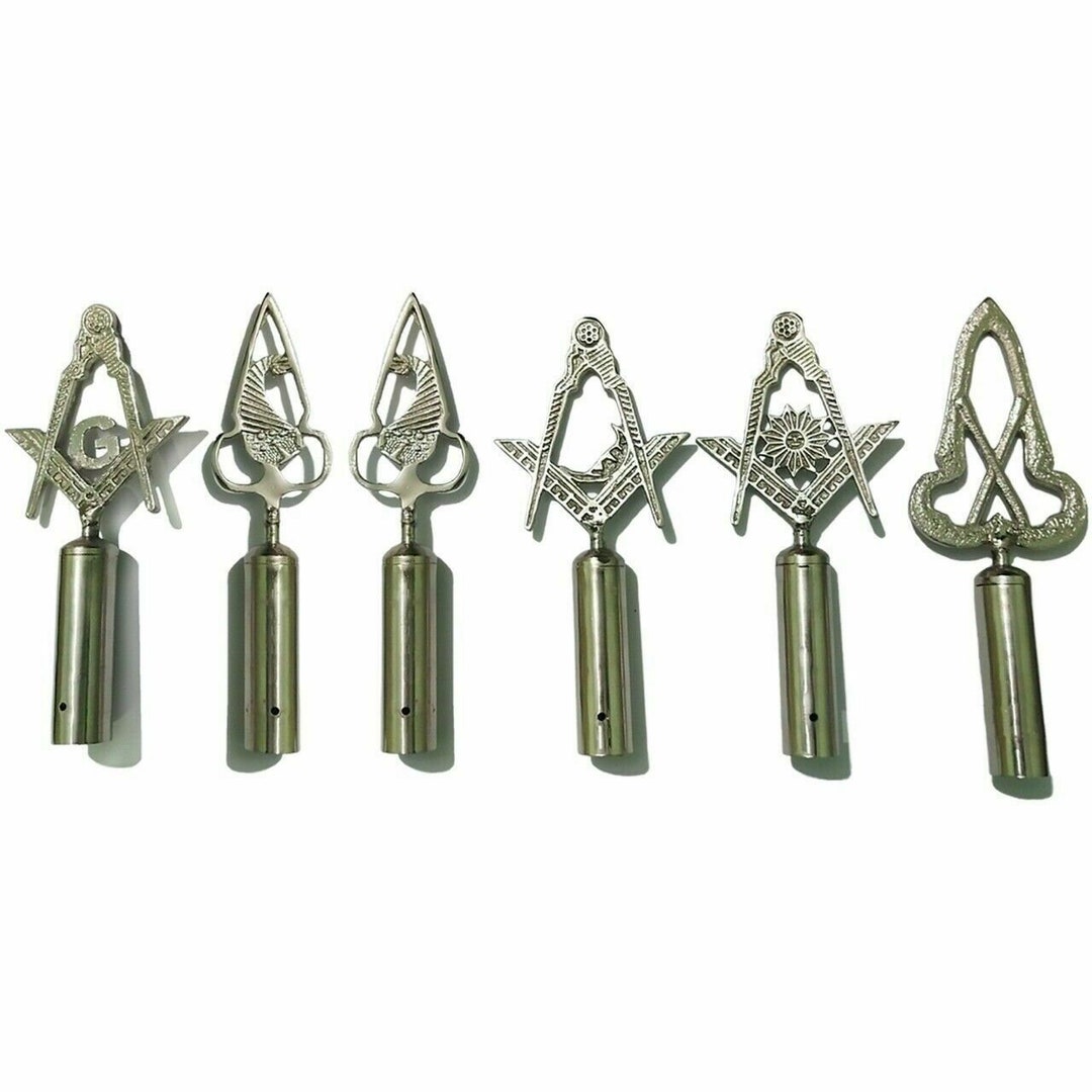 Masonic Regalia Pole Topper, Blue Lodge RODS & TOPS Silver Set of 4 or ...