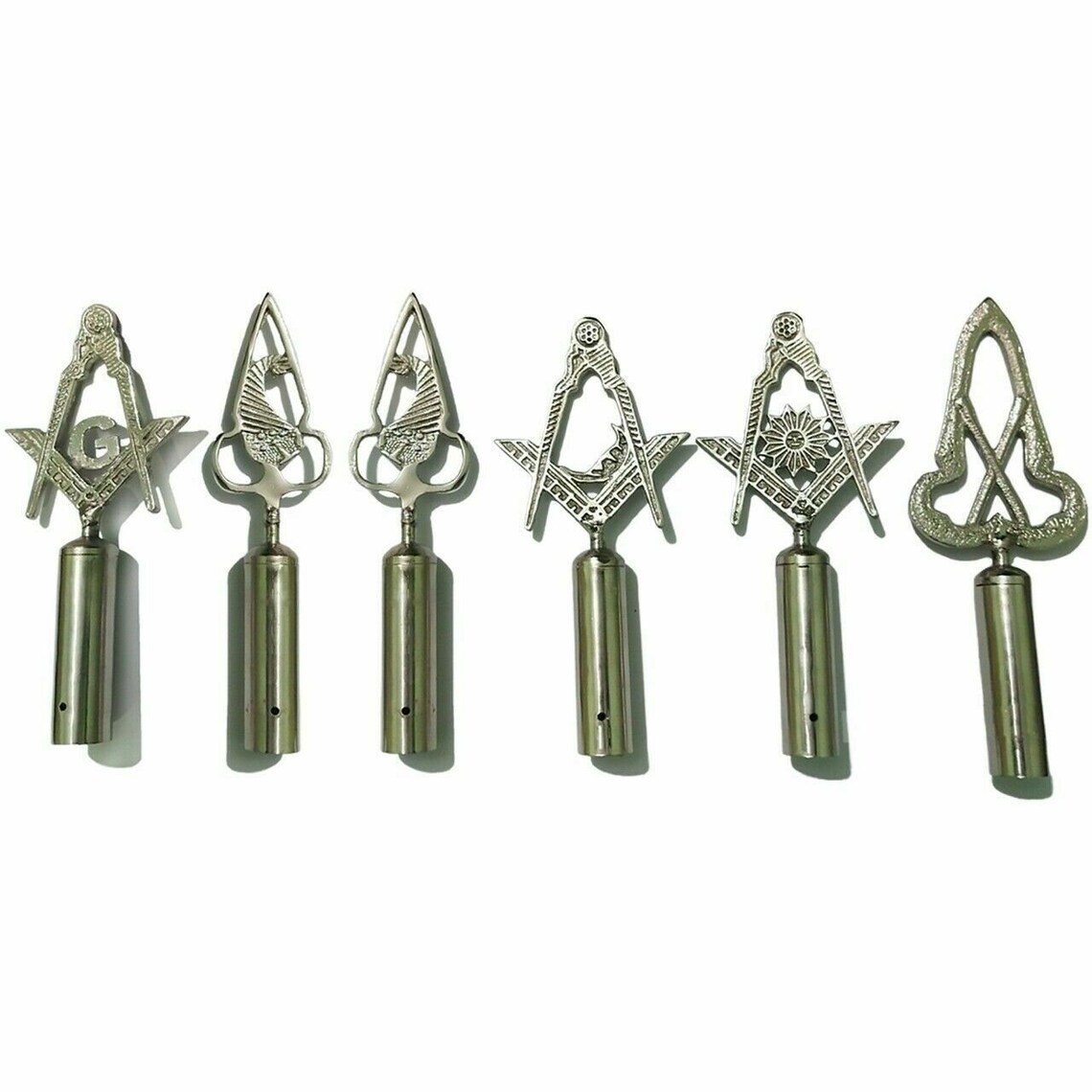 Masonic Regalia Pole Topper, Blue Lodge RODS & TOPS Silver Set of 4 or ...