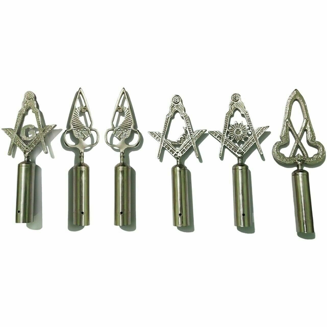 Masonic Regalia Pole Topper, Blue Lodge RODS & TOPS Silver Set of 4 or ...