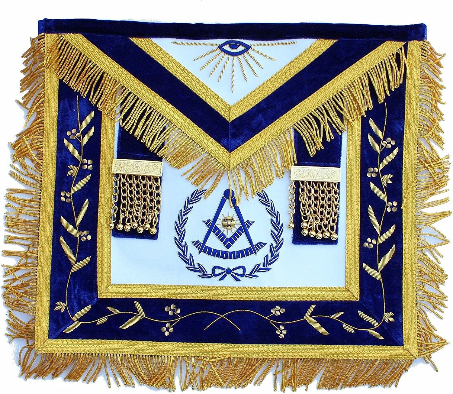 MASONIC GRAND PAST Master Apron Hand Embroidered Blue Gold Gift for Him ...