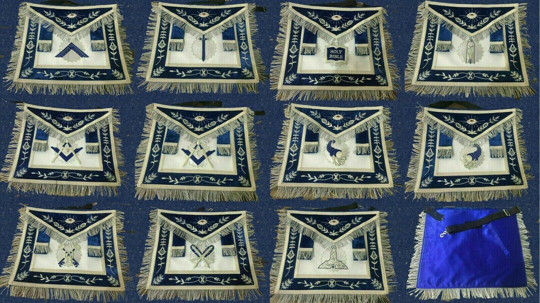 Masonic Regalia Blue Lodge Officer Aprons Bullion Hand Embroidered Pack ...