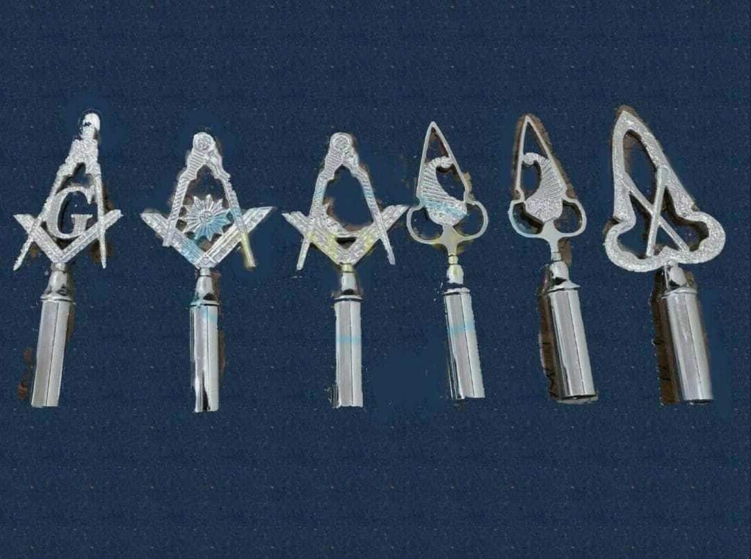 Masonic Regalia Pole Topper Blue Lodge RODS & TOPS Silver Set | Etsy