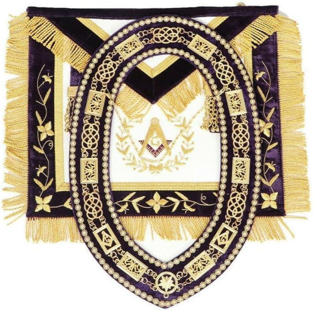 Hand-embroidered Masonic Apron: Grand Lodge Regalia With Purple Velvet ...